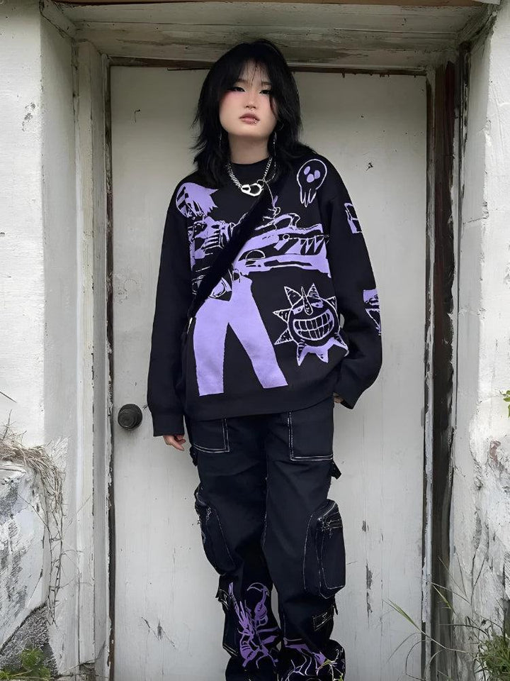 Anime Knitted Sweater – Y2K Knit Anime Sweater | Litlookz Studio