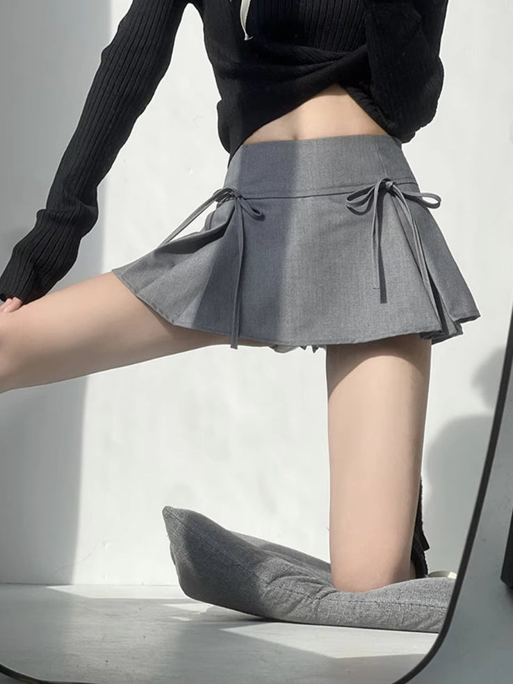 Bow Pleated Mini Skirt - Litlookz Studio