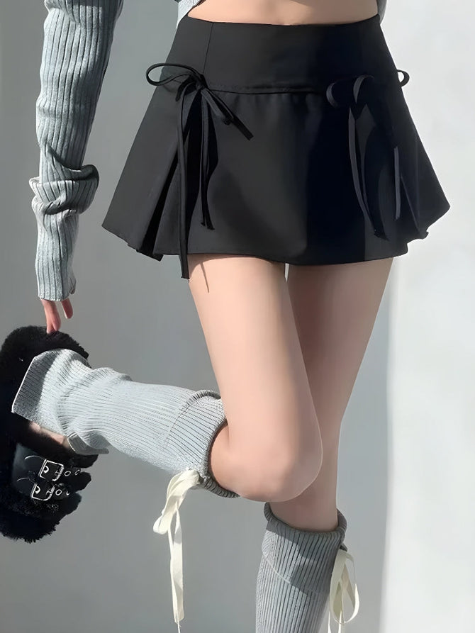 Bow Pleated Mini Skirt - Litlookz Studio