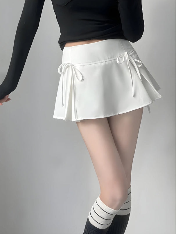 Bow Pleated Mini Skirt - Litlookz Studio