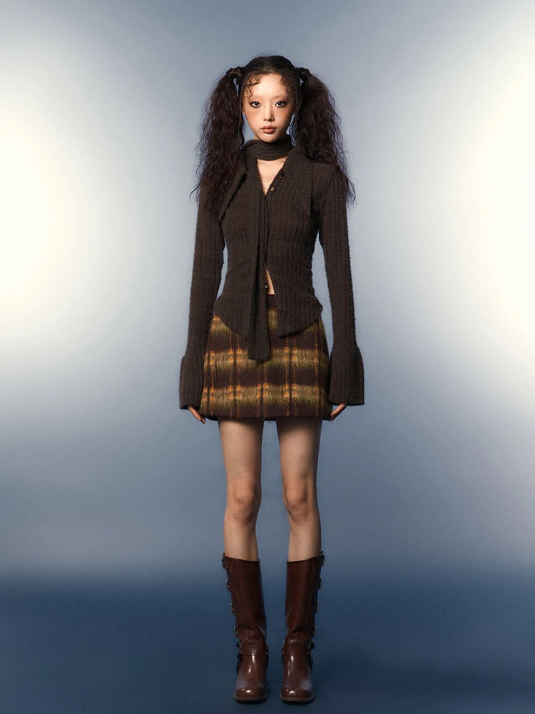 Chelsea Collar Scarf Tie Knitted Cardigan - Litlookz Studio