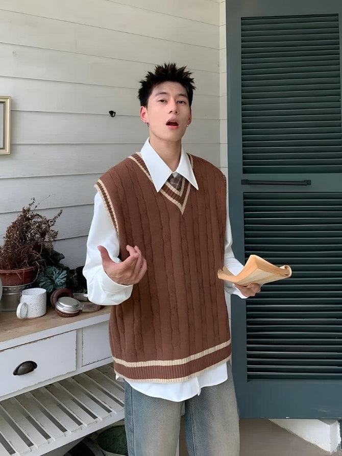 College Knit Sweater Vest - Litlookz Studio