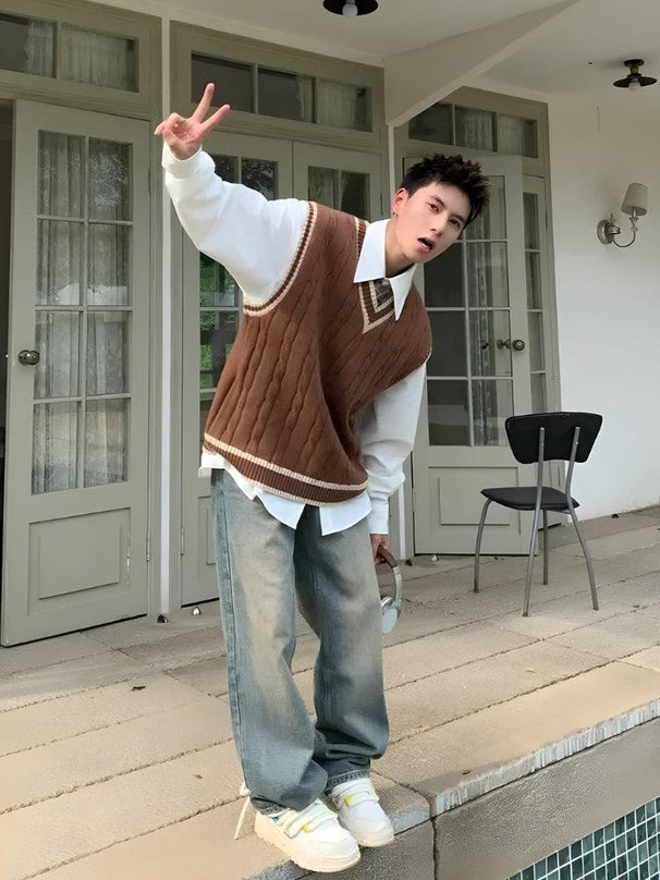 College Knit Sweater Vest - Litlookz Studio