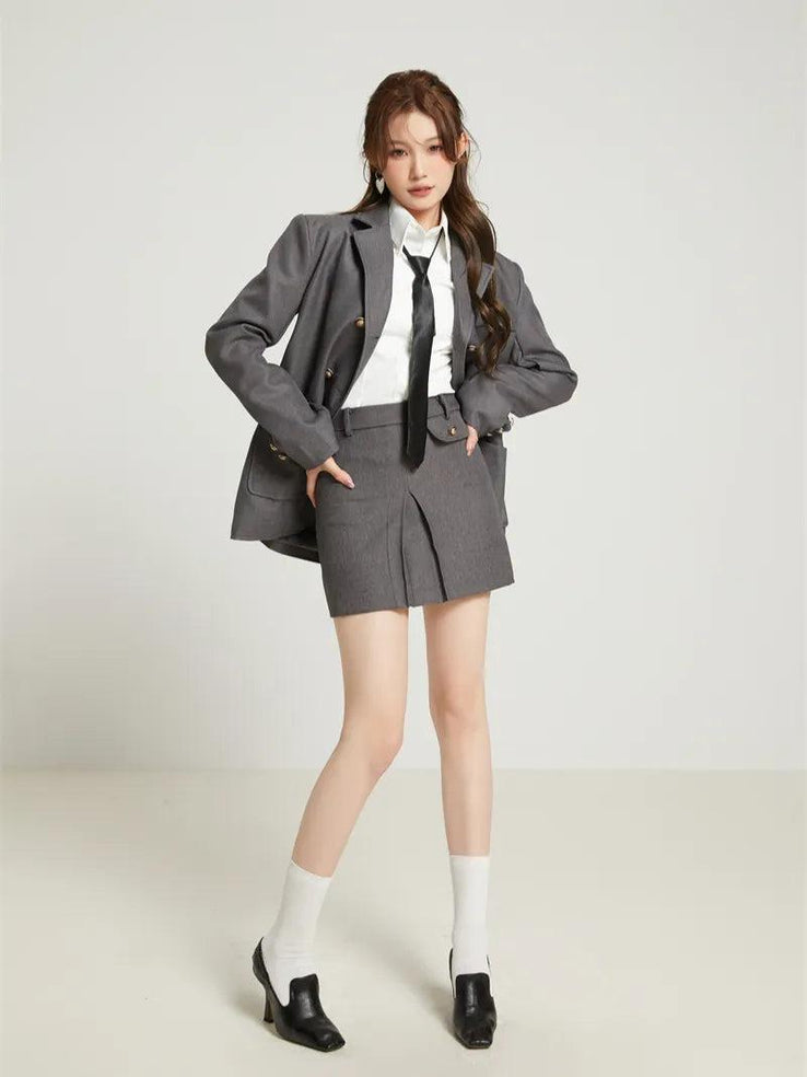 College Style Skirt, Blazer & Shirt Set - Litlookz Studio