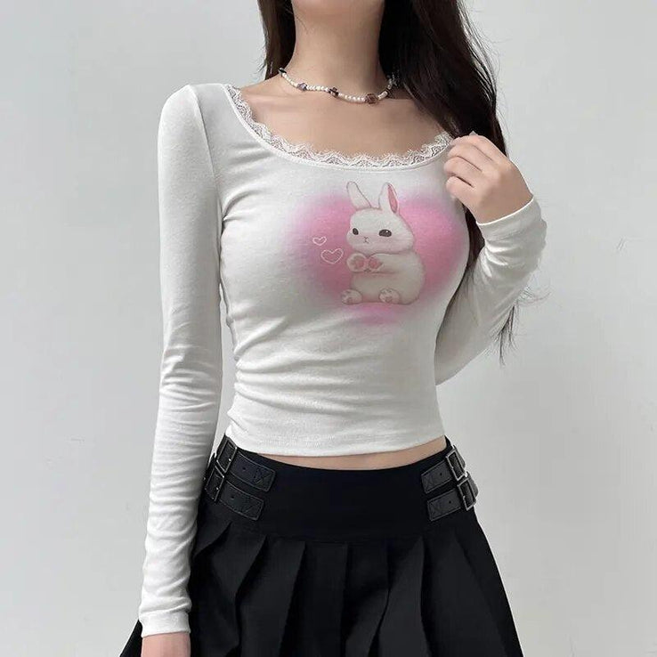 Coquette Cute Rabbit Crop Top - Litlookz Studio