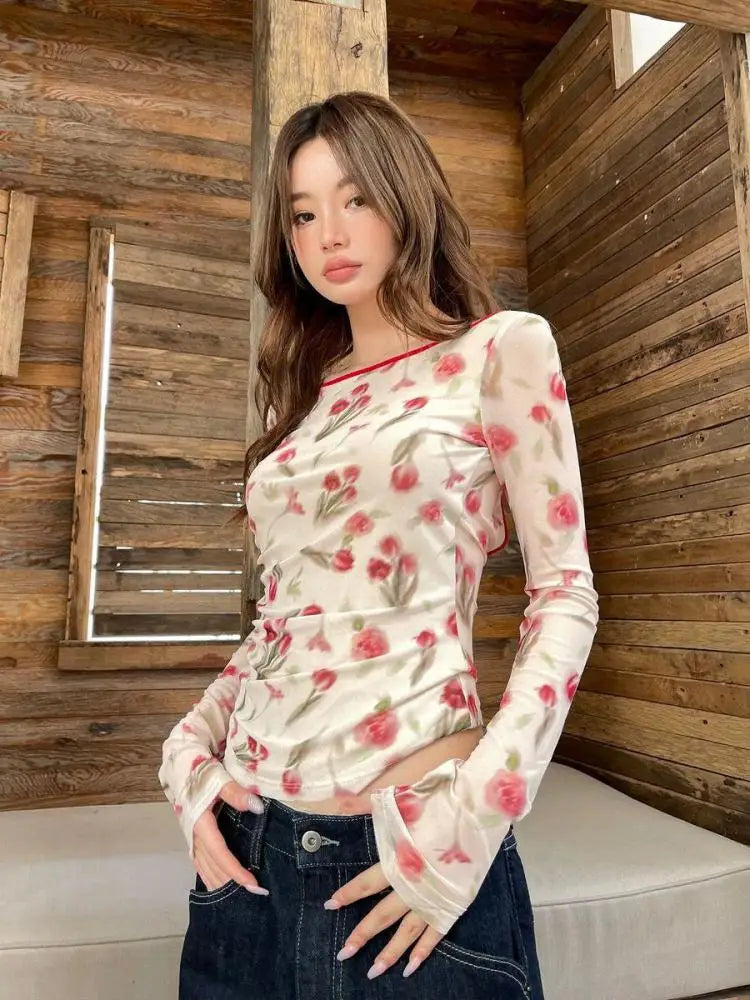 Cottagecore Floral Mesh Top - Litlookz Studio