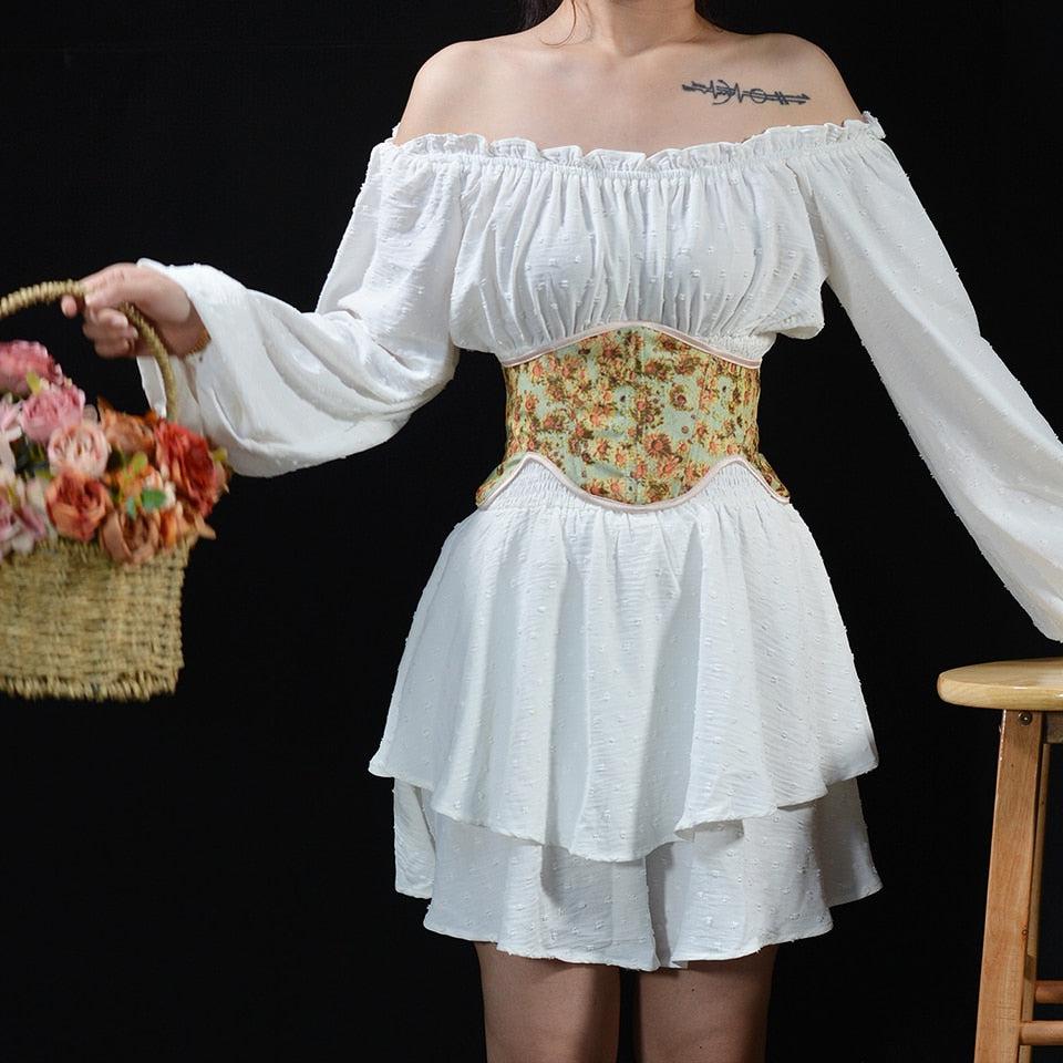 Cottagecore Ribbon Lace Up Waist Corset - Litlookz Studio