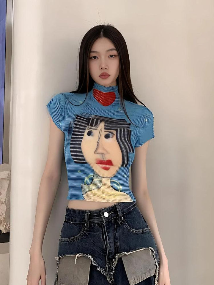 Cubist Woman Turtle Neck Top - Litlookz Studio