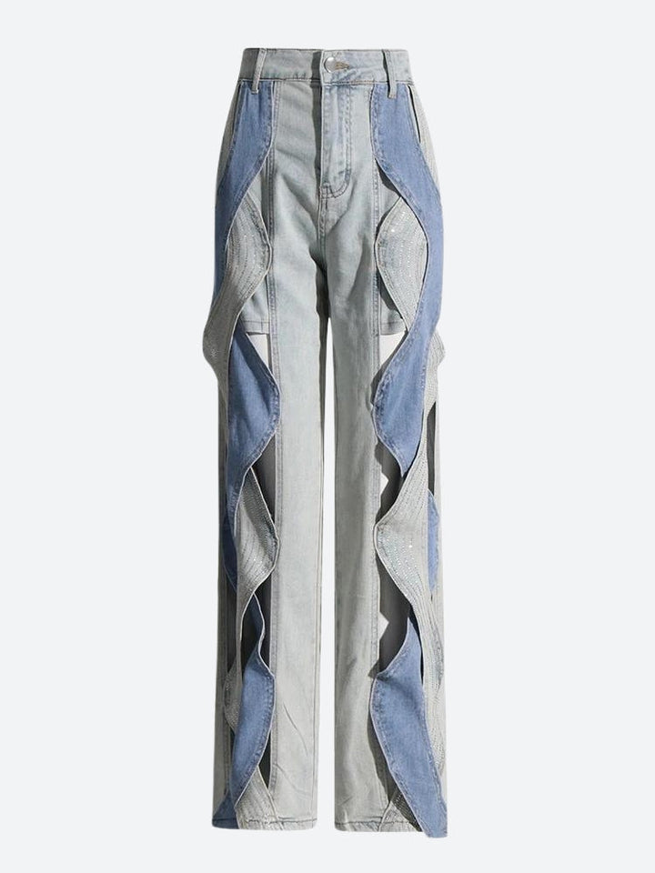 Cut Out Patch Denim Jeans - Litlookz Studio