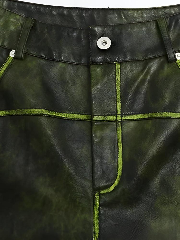 Cyberpunk Forest Faux Leather Pants - Litlookz Studio