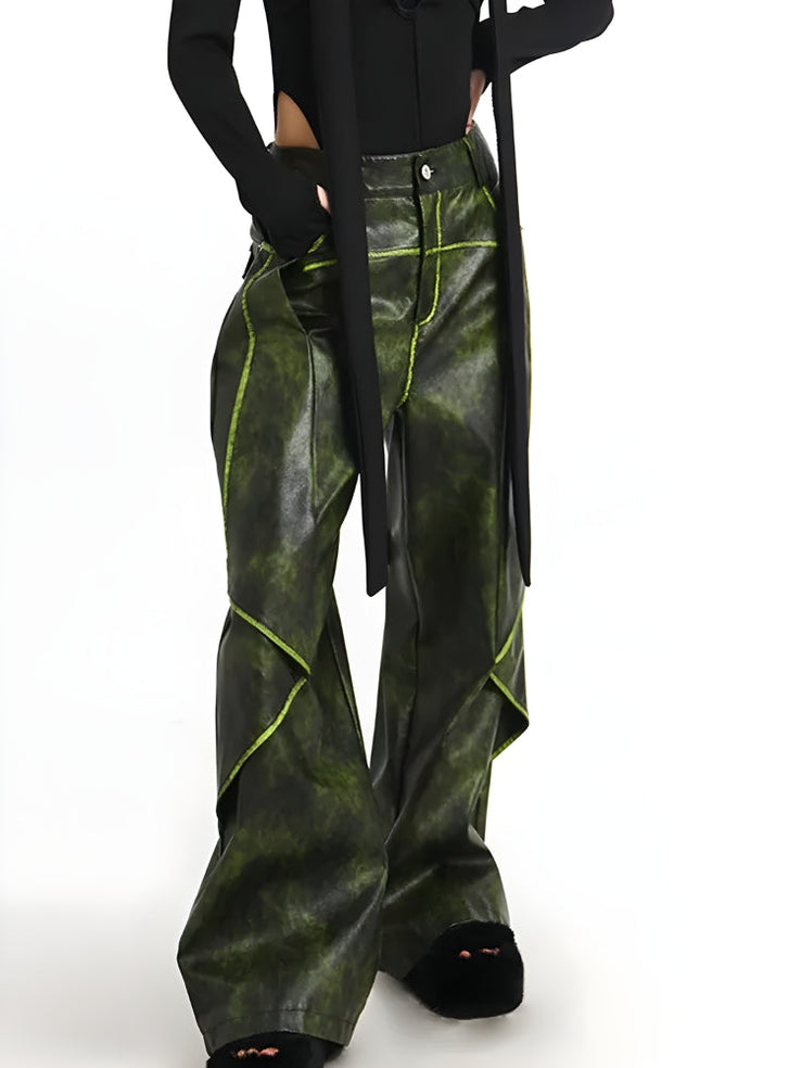Cyberpunk Forest Faux Leather Pants - Litlookz Studio