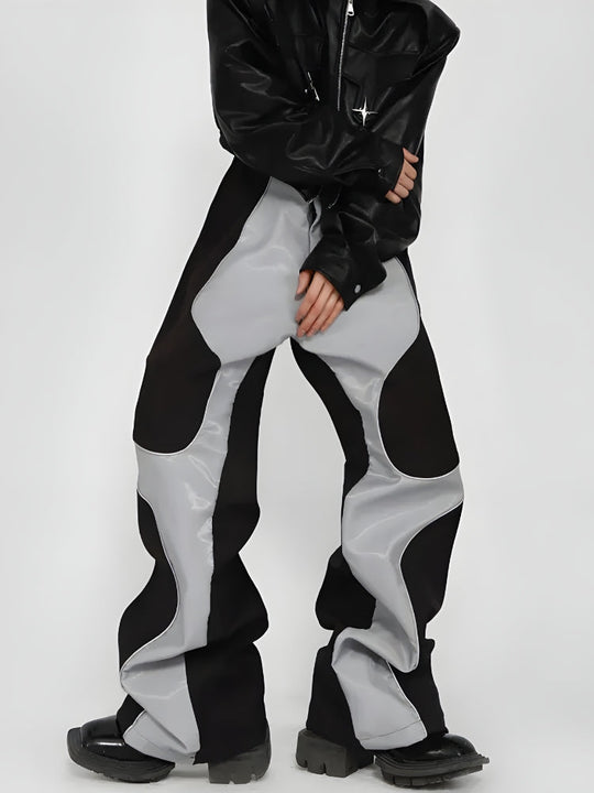Cyberpunk Patchwork Wide Leg Pants - Litlookz Studio