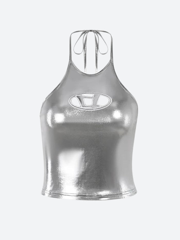 Cyberpunk Silver Halter Neck Top - Litlookz Studio