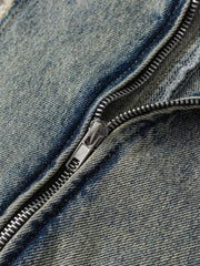 Cyberpunk Zip-Up Denim Jacket - Litlookz Studio