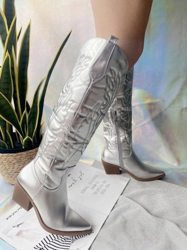 Disco Cowgirl Western Knee-High Boots - Litlookz Studio