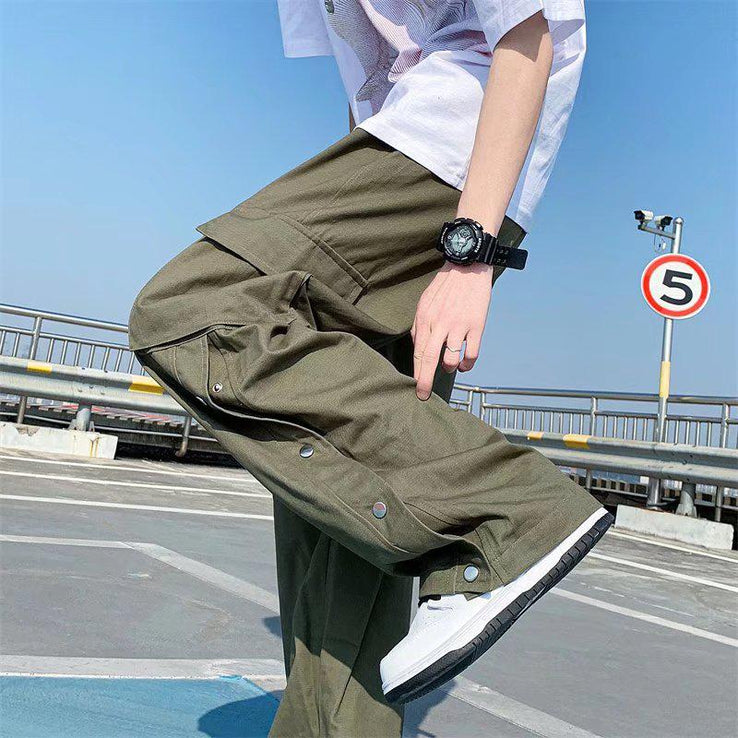Elastic Waist Wide Leg Cargo Pants - Litlookz Studio