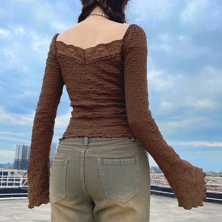 Fairycore Lace Detailed Shirred Top - Litlookz Studio