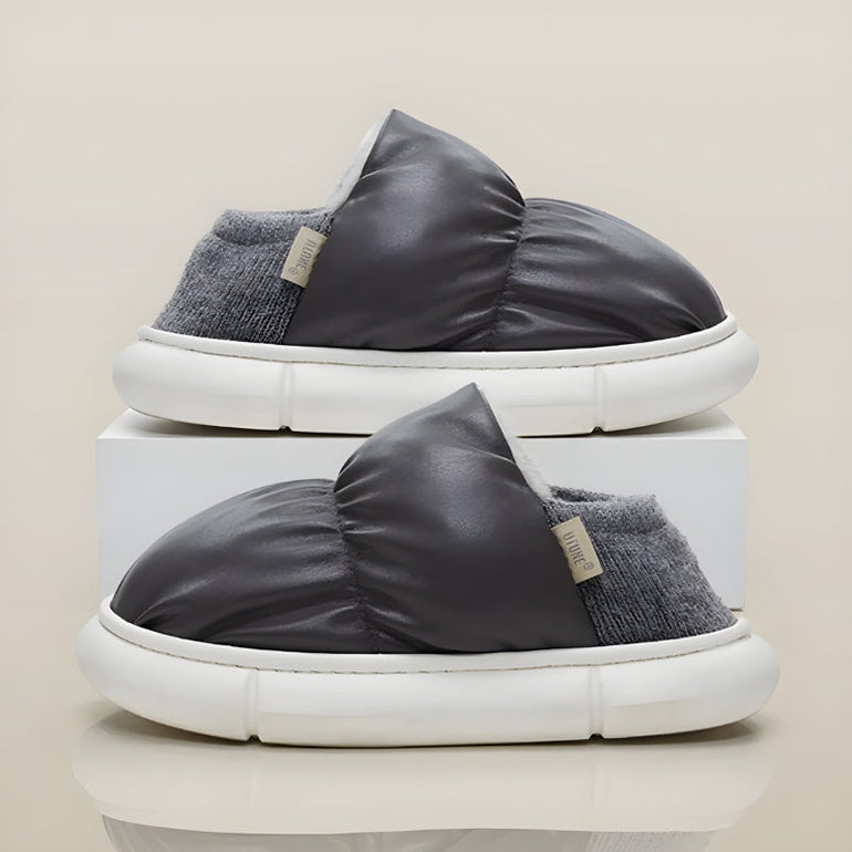 Faux Leather Puffer Slippers - Litlookz Studio