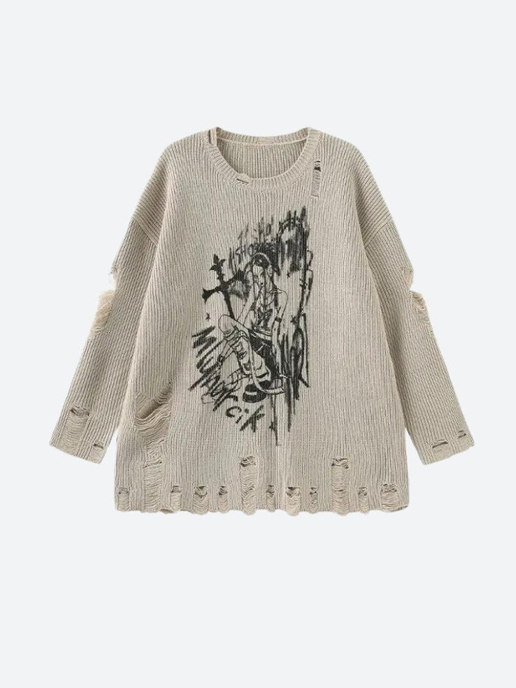 Goth Distressed Sweater - Litlookz Studio