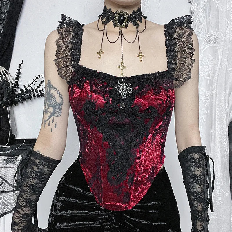 Shop Goth Lace Trim Corset Top - Litlookz Studio