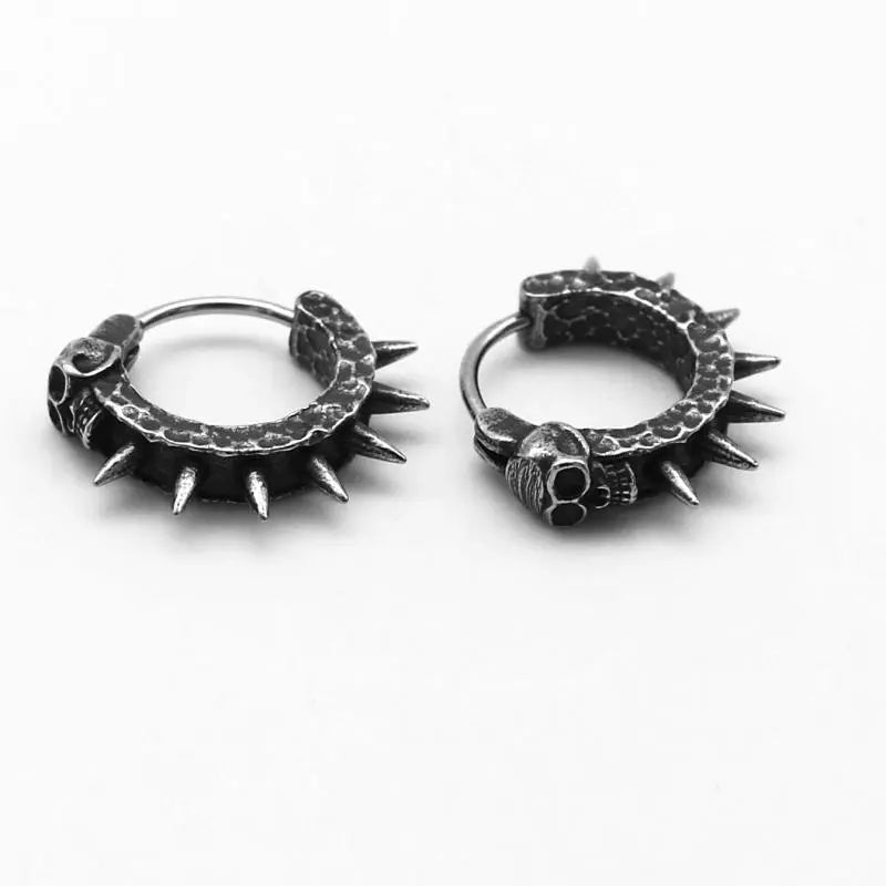 Goth Skull Spiked Hoop Earrings - Litlookz Studio