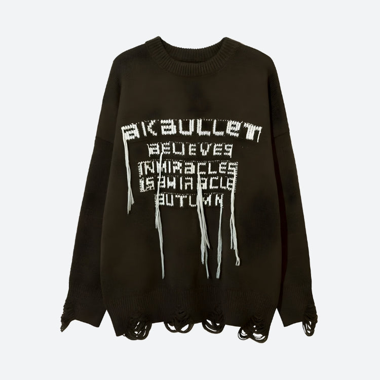 Grunge AK-Bullet Tasseled Sweater - Litlookz Studio
