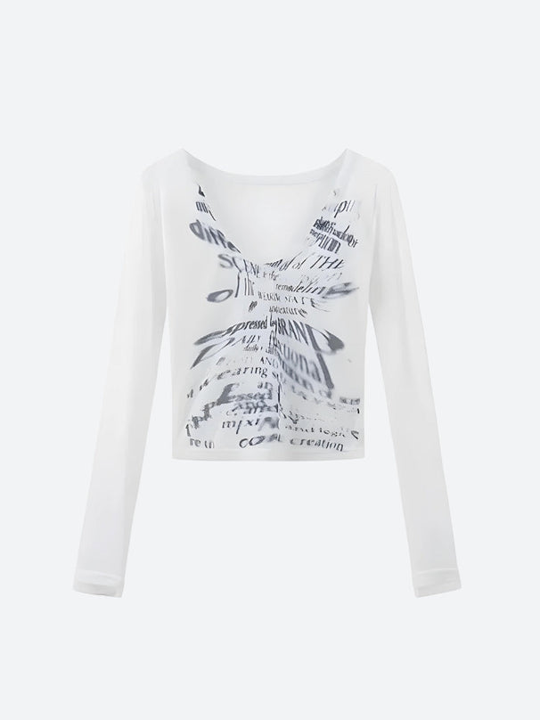Grunge Blur Letter One Shoulder Top - Litlookz Studio