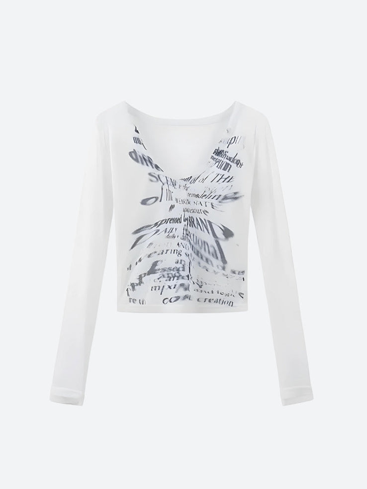 Grunge Blur Letter One Shoulder Top - Litlookz Studio