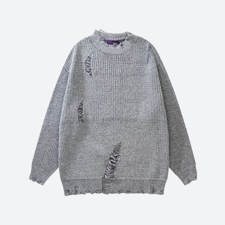 Grunge Distressed Knitted Sweater - Litlookz Studio