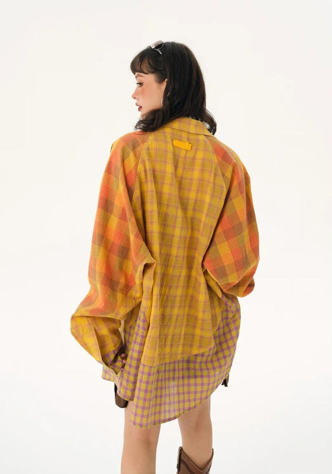Grunge Multi Pattern Plaid Shirt - Litlookz Studio