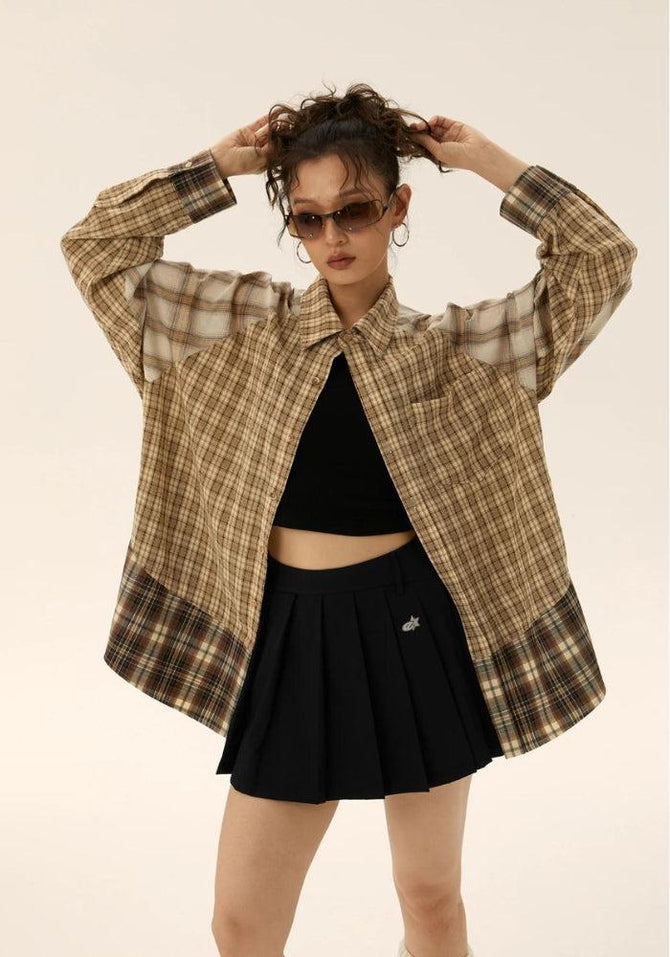 Grunge Multi Pattern Plaid Shirt - Litlookz Studio