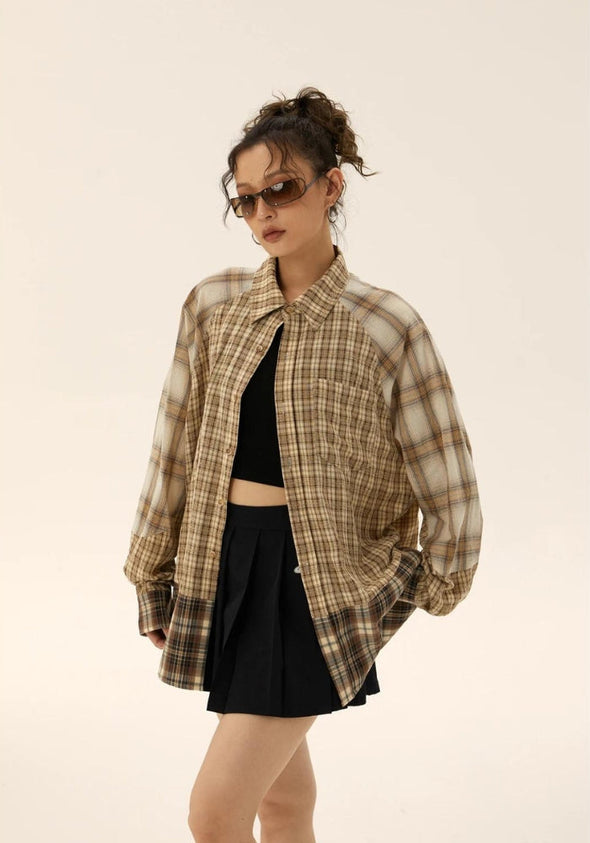 Grunge Multi Pattern Plaid Shirt - Litlookz Studio