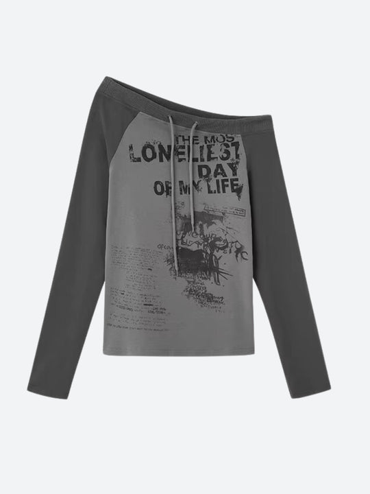 Grunge One Shoulder Drawstring Top - Litlookz Studio