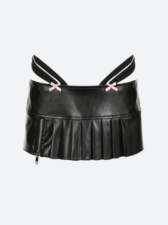 Grunge Pleated Zipper Slit Micro Mini Skirt - Litlookz Studio