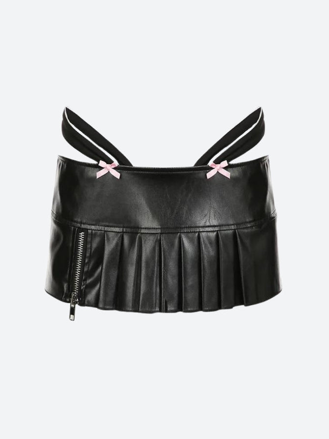 Grunge Pleated Zipper Slit Micro Mini Skirt - Litlookz Studio