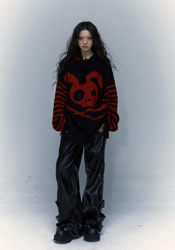 Grunge Tasseled Hooded Sweater - Litlookz Studio
