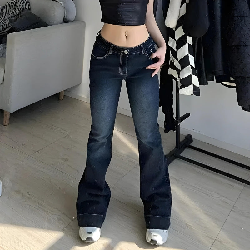 Low Rise Flare Denim Jeans - Litlookz Studio
