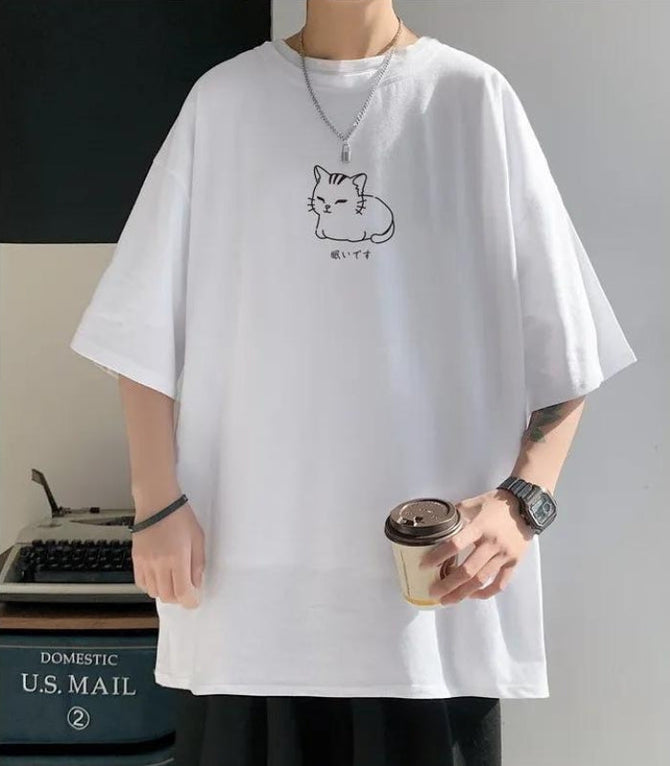 Lying Cat Drop Shoulder Tee - Litlookz Studio
