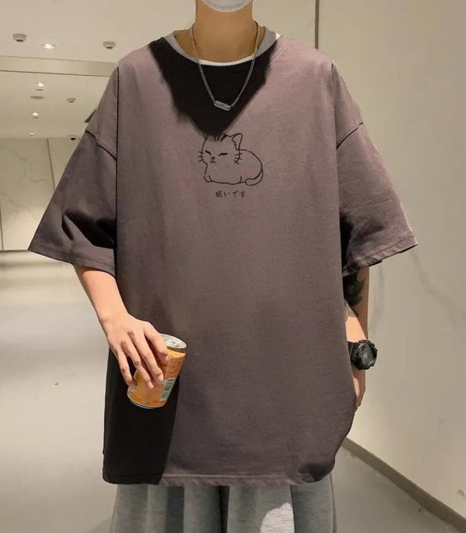 Lying Cat Drop Shoulder Tee - Litlookz Studio