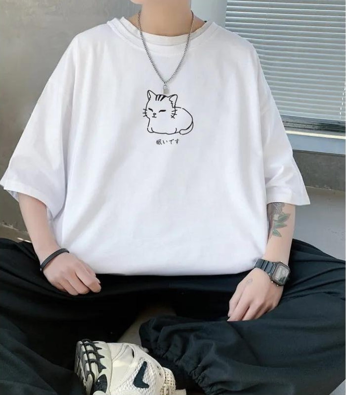 Lying Cat Drop Shoulder Tee - Litlookz Studio