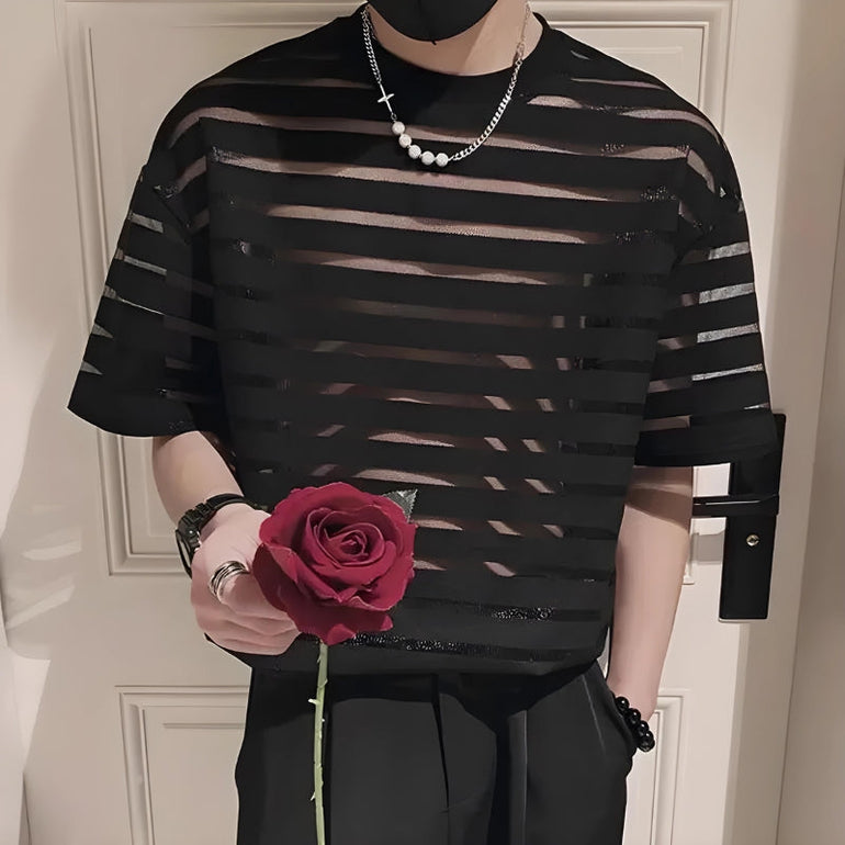 Mesh Striped Sheer Top - Litlookz Studio