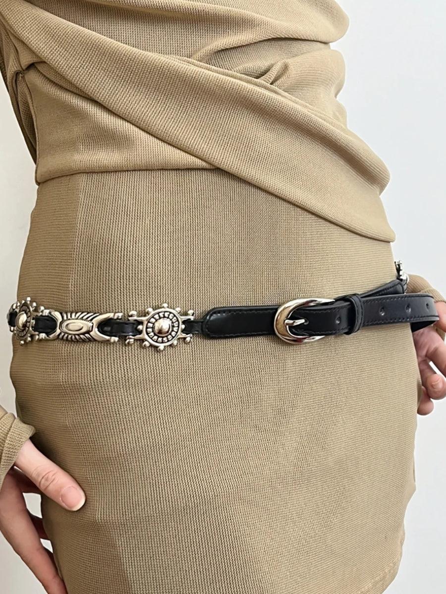 Metal Faux Leather Tiny Belt - Litlookz Studio