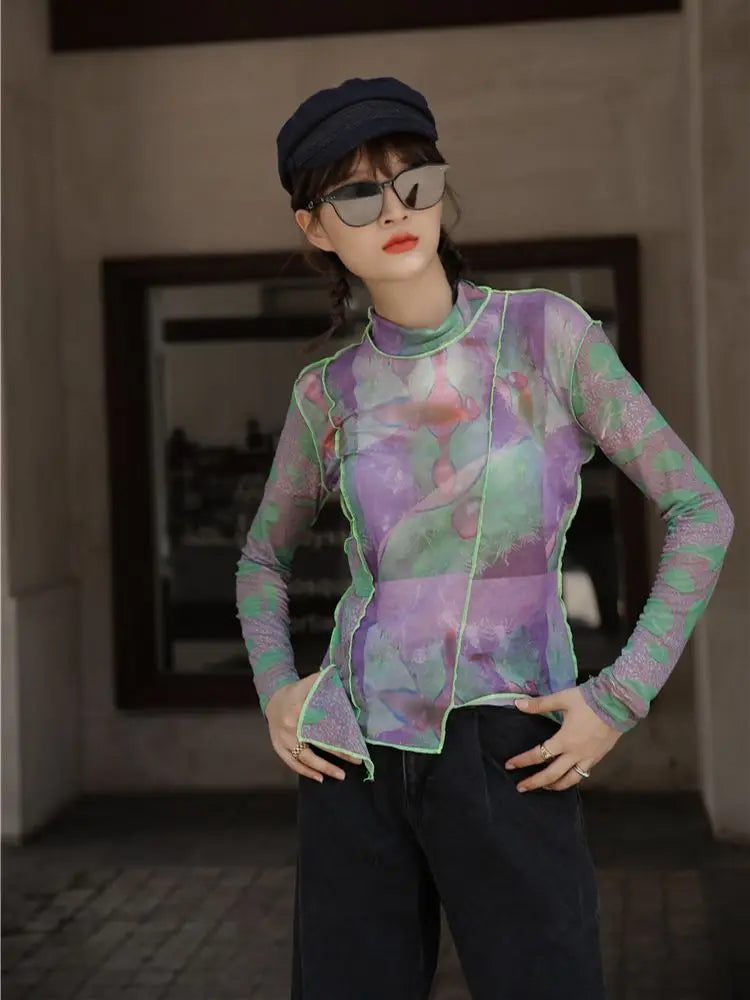 Patchwork Asymmetric Mesh Top – Litlookz Studio