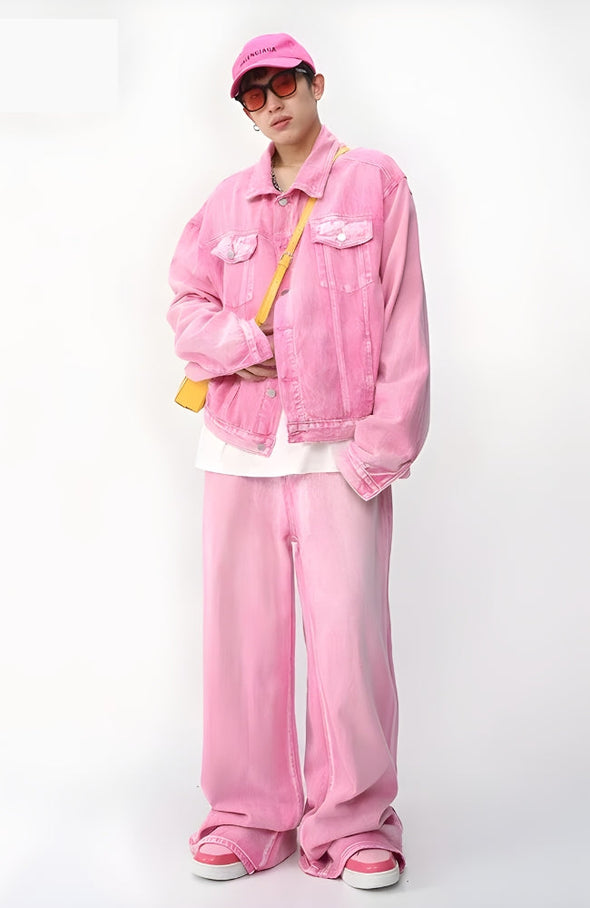 Pink Denim Jacket & Pants Two Piece Set - Litlookz Studio
