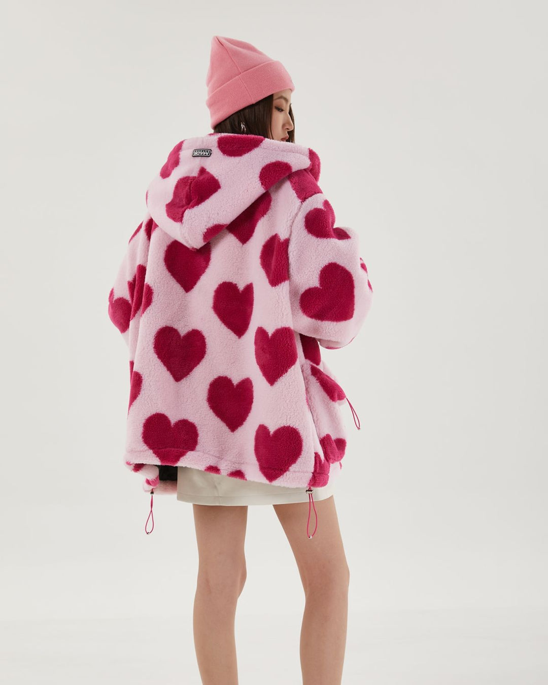 Pink Heart Pattern Hooded Jacket - Litlookz Studio