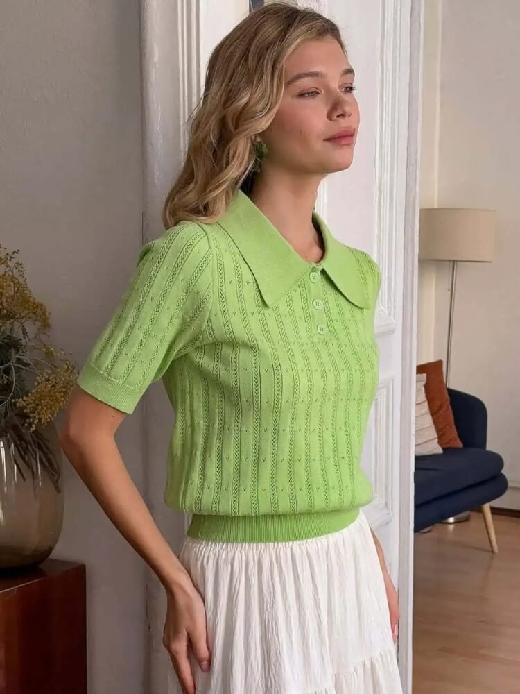 Preppy Polo Knit Top - Litlookz Studio