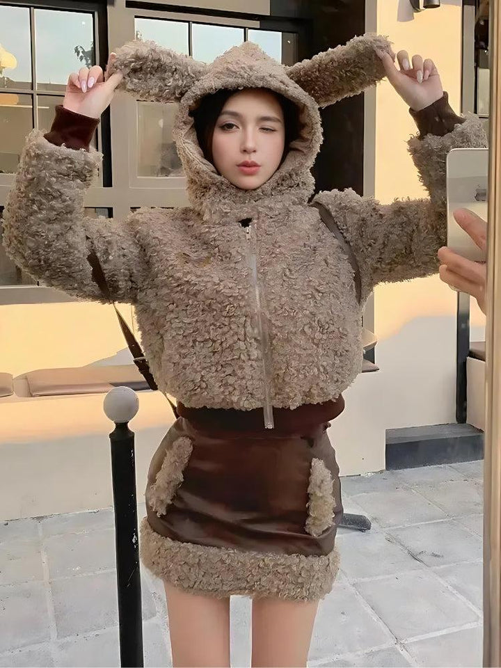 Rabbit Hood Teddy Two Piece Set - Litlookz Studio