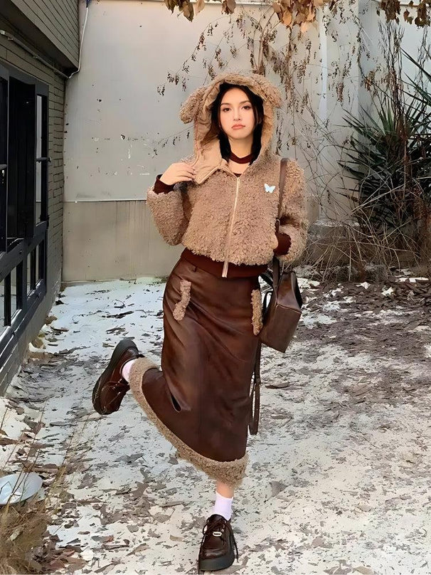 Rabbit Hood Teddy Two Piece Set - Litlookz Studio