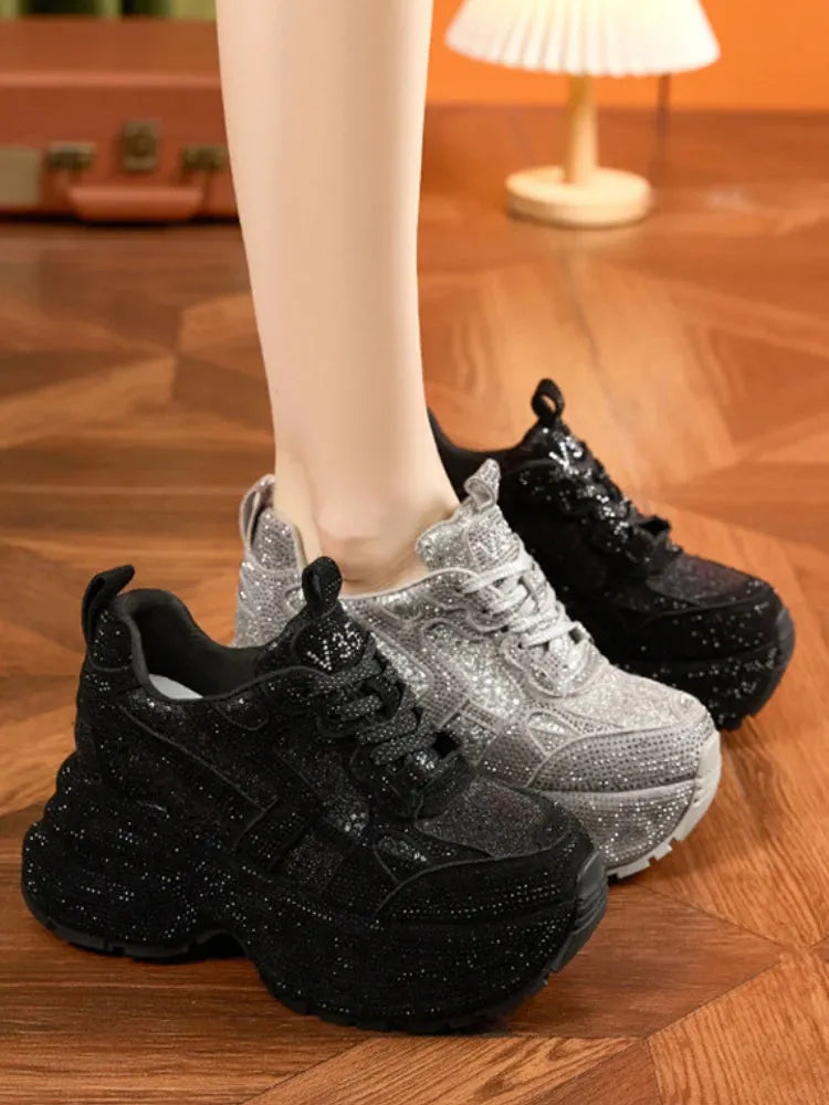 Rhinestone Platform Sneakers - Litlookz Studio