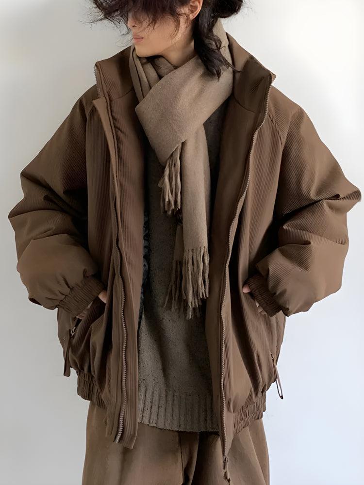 Ribbed High Neck Jacket - Litlookz Studio